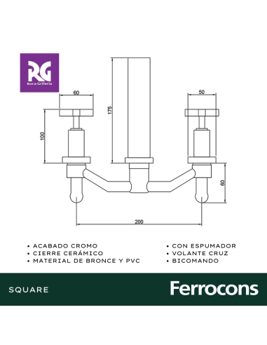 ROCA SQUARE CRUZ LAVATORIO PARED CR